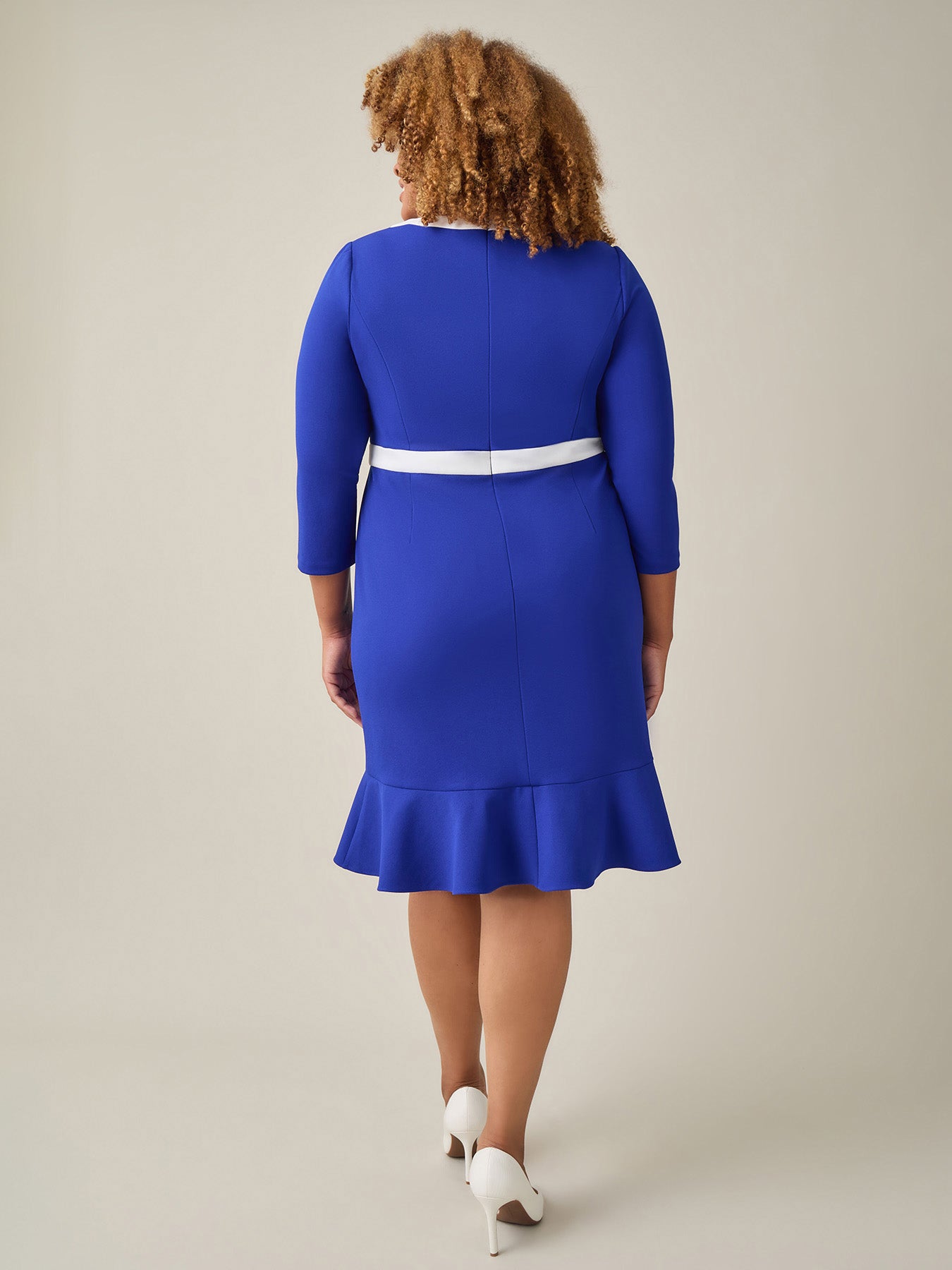 Colorblock Ruffle Hem Dress, Royal Signature/White in Royal Signature/