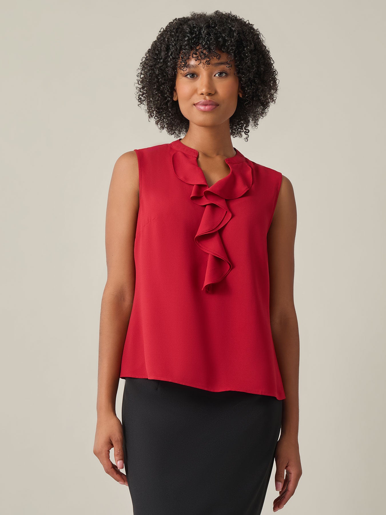 Plus Ruffle Front Blouse