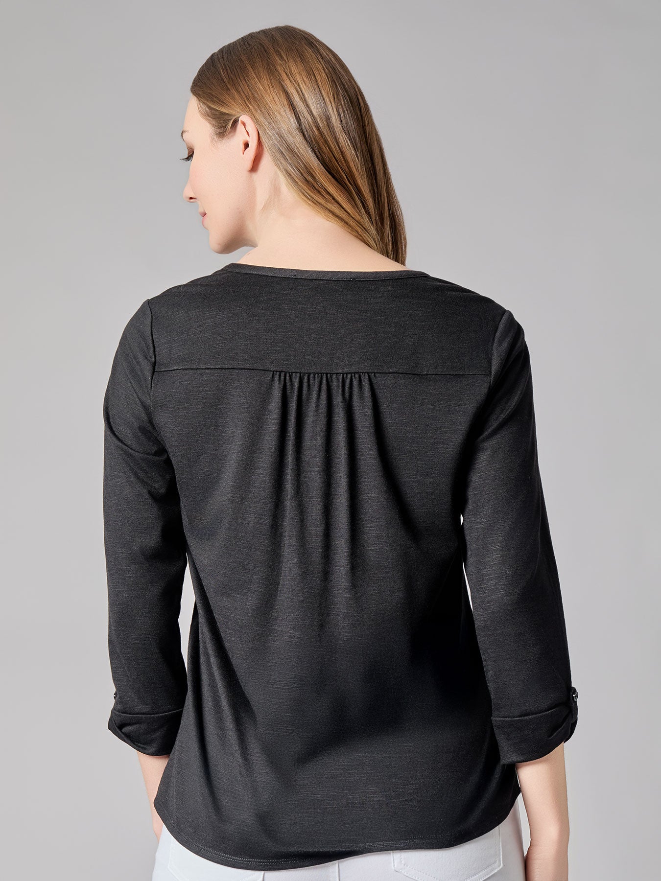 Y-Neck Blouse in Black | Kasper