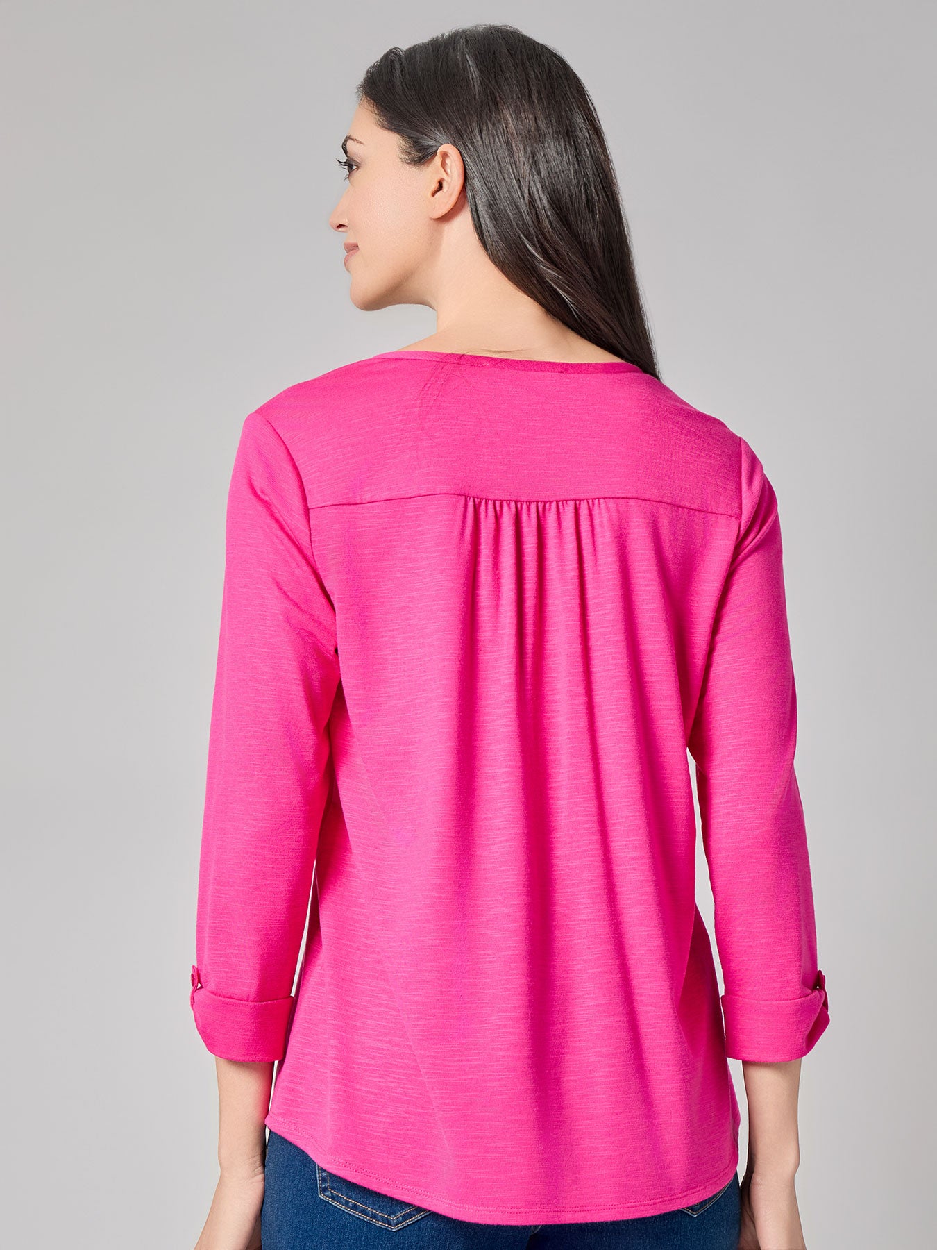 Y-Neck Blouse in Pink Perfection | Kasper