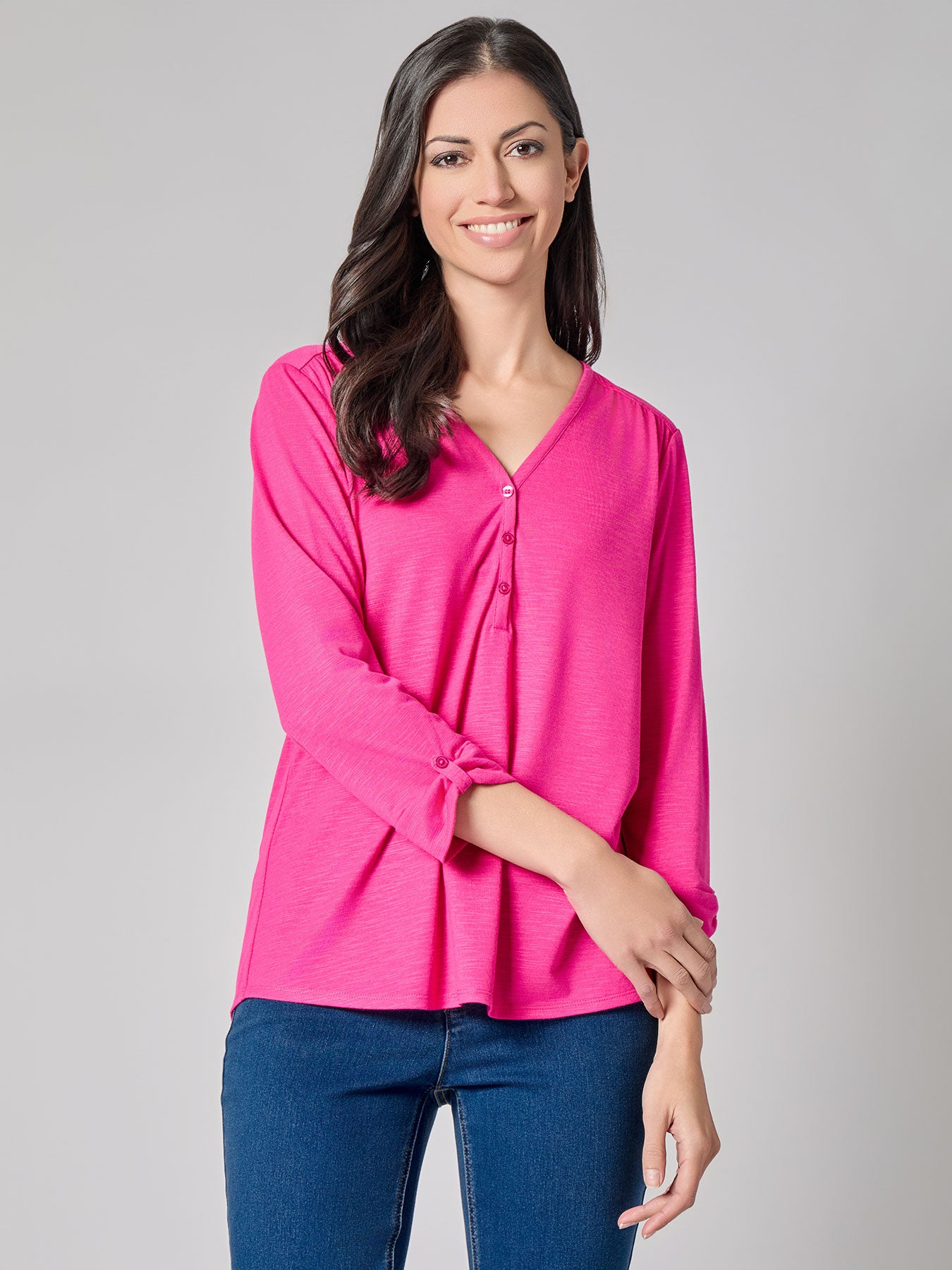 Y-Neck Blouse in Pink Perfection | Kasper