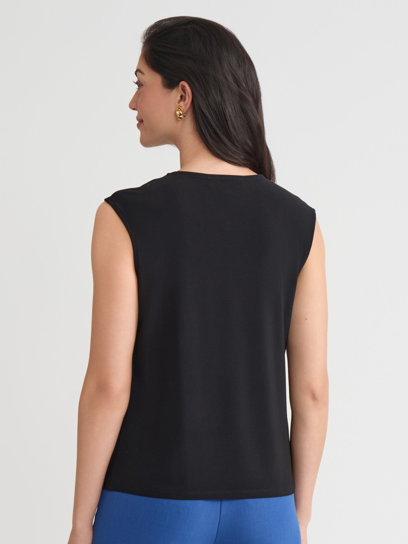 Delicate Hardware Pleat Neck Top