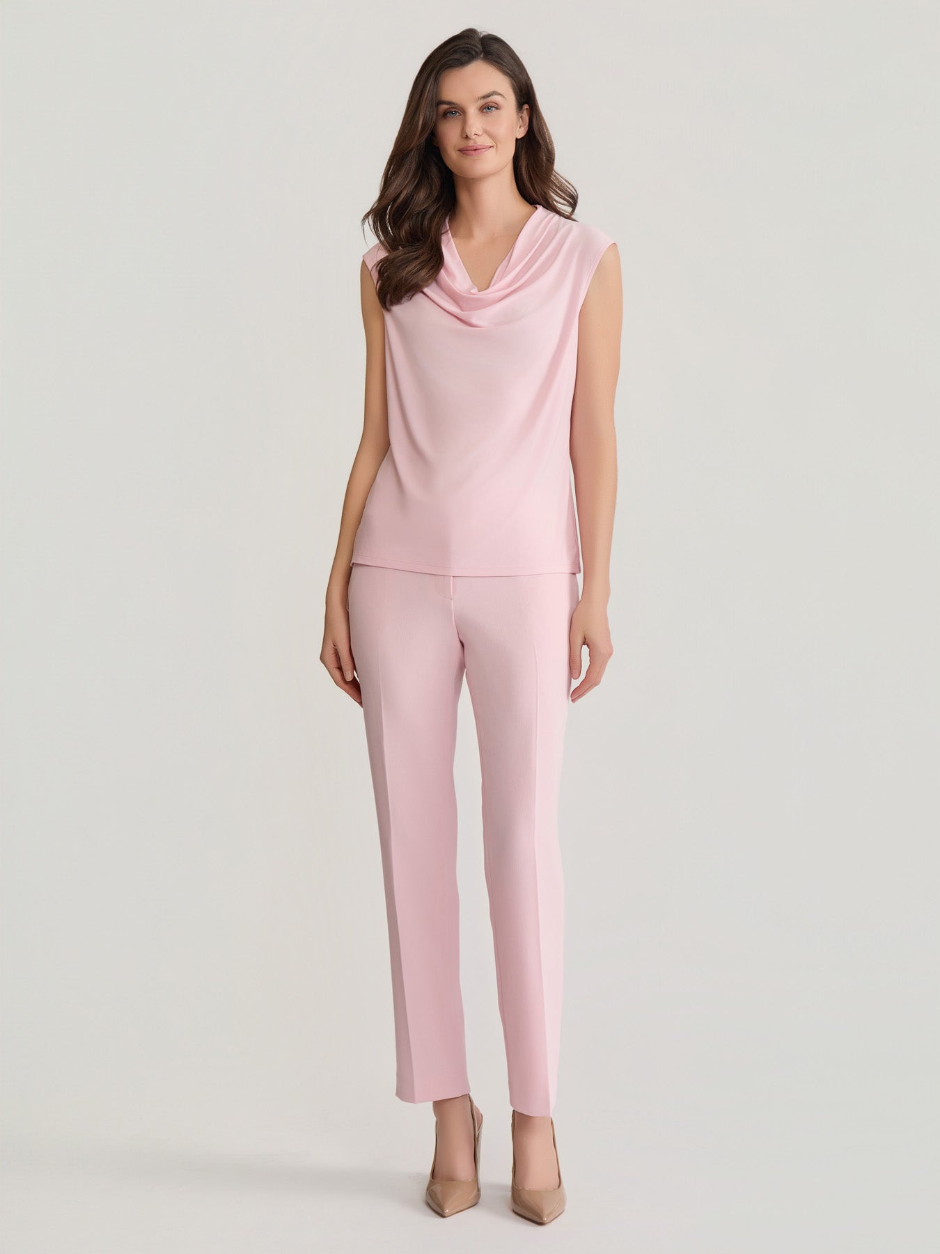 Petite Cap Sleeve Cowl Neck Top, Everyday Knit in Tutu Pink | Kasper
