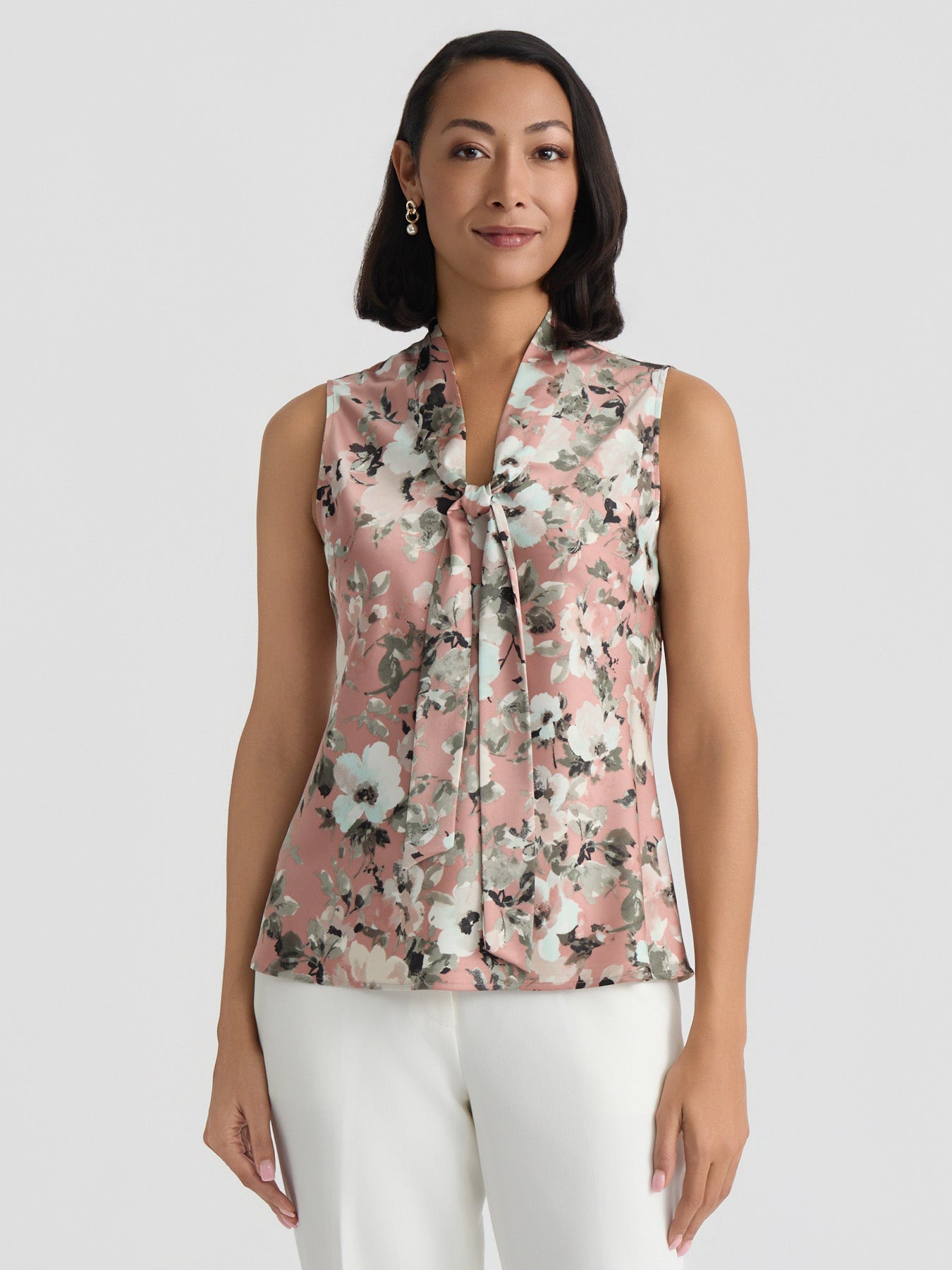 Tie Neck Sleeveless Blouse