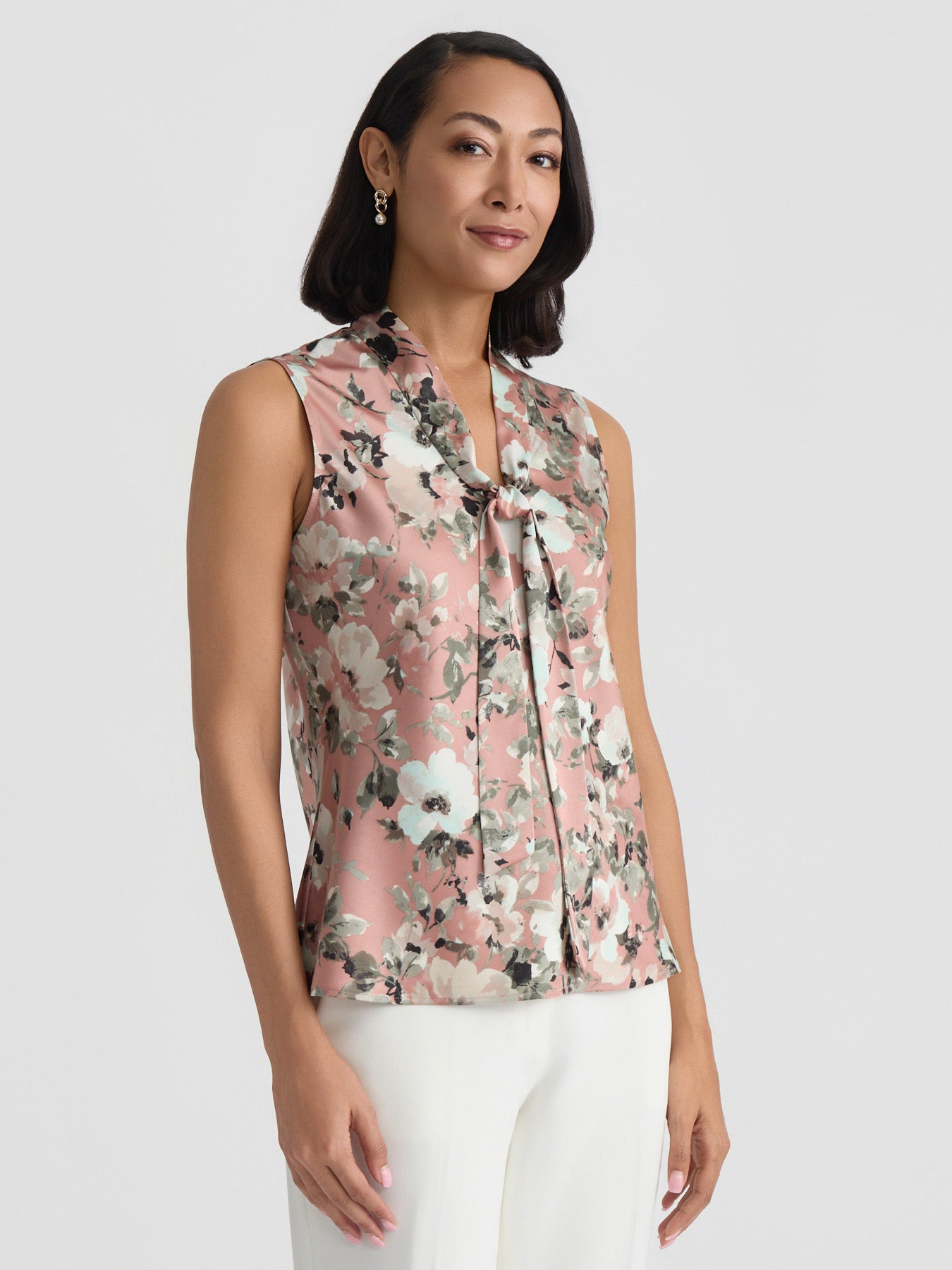 Tie Neck Sleeveless Blouse